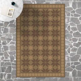 Bilderwelten Kork-Teppich modern gr&uuml;n Fliesenoptik - Geometrische Fliesen Sternblume Mintgr&uuml;n mit Bord&uuml;re - Geometrisch Wohnzimmer Schlafzimmer