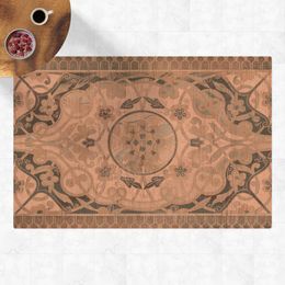 Bilderwelten Kork-Teppich Vintage weiss Korkmatte - Holzpaneel Persisch Vintage I - Ornamente Wohnzimmer Schlafzimmer