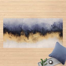 Kork-Teppich - Wolkenhimmel mit Gold - Abstrakt gold originell Aquarell Deko Wohnzimmer Schlafzimmer