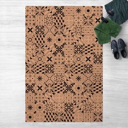 Bilderwelten Kork-Teppich Illustration schwarz weiss Fliesenoptik - Geometrischer Fliesenmix Schwarz - Deko Wohnzimmer Schlafzimmer