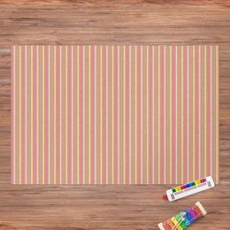 Bilderwelten Kork-Teppich Illustration rosa Korkmatte - No.YK48 Streifen Rosa-Gelb - Streifen Wohnzimmer Schlafzimmer