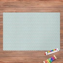 Bilderwelten Kork-Teppich Illustration blau Korkmatte - No.YK39 ZickZack Muster Blau - Geometrisch Kinderzimmer Baby M&auml;dchen Jungen