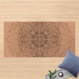 Kork-Teppich - Mandala Aquarell Ornament Muster schwarz wei&szlig; - modern schwarz weiss Spirituell Aquarell Ornamente Wohnzimmer Schlafzimmer