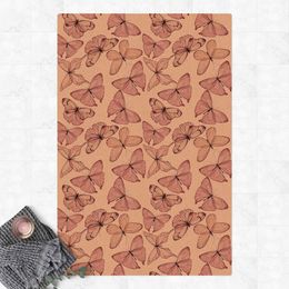Kork-Teppich - Zarte Rosa Schmetterlinge - Tropisch rosa Tiere Korkmatte Schmetterlinge Wohnzimmer Schlafzimmer
