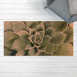 Kork-Teppich - Sukkulente Aquarell Dunkel - Tropisch gr&uuml;n Aquarell Pflanzen Wohnzimmer Schlafzimmer