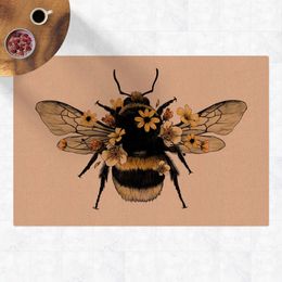 Bilderwelten Kork-Teppich Illustration gelb Tiere Korkmatte - Illustration florale Hummel - Insekten Wohnzimmer Schlafzimmer