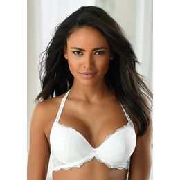Vivance Damen Push-up-BH, Gr. 75, wei&szlig;, Spitze, Obermaterial: 91% Polyamid, 9% Elasthan, BHs, mit 2 Tragevarianten, Dessous
