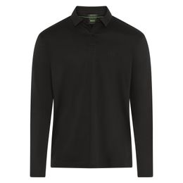BOSS Green Herren Langarm-Poloshirt "Pirol", schwarz, Gr. XL, unifarben, Jersey, Obermaterial: 100% Baumwolle, Shirts, Langarm, regular fit,