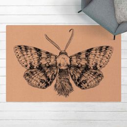 Bilderwelten Kork-Teppich Illustration schwarz Tiere Korkmatte - Illustration fliegende Motte Schwarz - Insekten Wohnzimmer Schlafzimmer