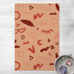 Kork-Teppich - Gezeichnete Freiformen Feuer - Illustration braun Korkmatte Geometrisch Wohnzimmer Schlafzimmer