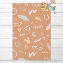 Kork-Teppich - Gezeichnete Freiformen Luft - Illustration pastell Korkmatte Geometrisch Wohnzimmer Schlafzimmer