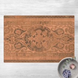 Bilderwelten Kork-Teppich Vintage weiss Korkmatte - Holzpaneel Persisch Vintage IV - Ornamente Wohnzimmer Schlafzimmer