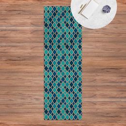 Bilderwelten Kork-Teppich Illustration blau Fliesenoptik - Orientalisches Muster mit t&uuml;rkisen Ornamenten - Deko Wohnzimmer Schlafzimmer