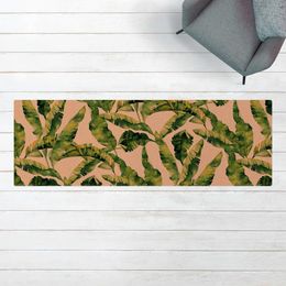 Bilderwelten Kork-Teppich Tropisch gr&uuml;n Aquarell - Bananenblatt Aquarell Muster - Pflanzen Wohnzimmer Schlafzimmer
