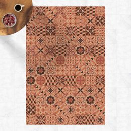 Kork-Teppich - Geometrischer Fliesenmix Orange - Illustration orange Fliesenoptik Deko Wohnzimmer Schlafzimmer