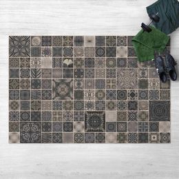 Bilderwelten Kork-Teppich Digital Art grau Fliesenoptik - Graue Dschungelfliesen mit Silberschimmer - Deko Wohnzimmer Schlafzimmer