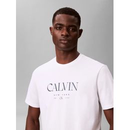 Calvin Klein Herren T-Shirt, wei&szlig;, Gr. XL, unifarben, Web, Obermaterial: 100% Baumwolle, Shirts, Regular fit, mit Rundhalsausschnitt