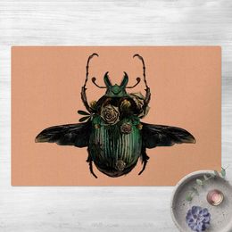 Bilderwelten Kork-Teppich Illustration gr&uuml;n Tiere Korkmatte - Illustration floraler K&auml;fer - Insekten Wohnzimmer Schlafzimmer