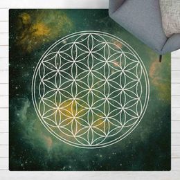Kork-Teppich - Blume des Lebens im Licht der Sterne - Digital Art weiss Spirituell Korkmatte Mandala Wohnzimmer Schlafzimmer