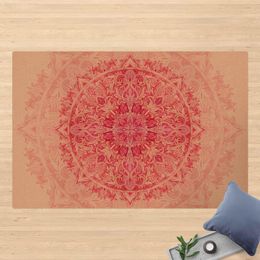 Bilderwelten Kork-Teppich modern pink Spirituell Aquarell - Mandala Aquarell Ornament pink - Ornamente Wohnzimmer Schlafzimmer