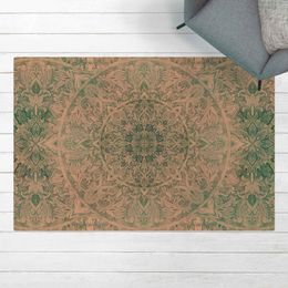 Bilderwelten Kork-Teppich modern t&uuml;rkis Spirituell Aquarell - Mandala Aquarell Ornament Muster t&uuml;rkis - Ornamente Wohnzimmer Schlafzimmer
