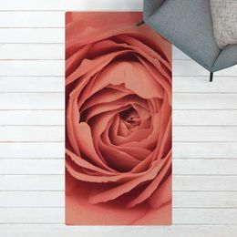 Kork-Teppich - Rosa Rosenbl&uuml;te - Landhaus rosa Korkmatte Rose Wohnzimmer Schlafzimmer