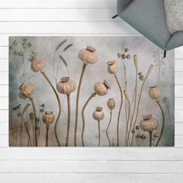 Bilderwelten Kork-Teppich Motiv braun Blumen Korkmatte - Getrockneter Mohn - Mohn Wohnzimmer Schlafzimmer
