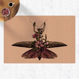 Bilderwelten Kork-Teppich Illustration gr&uuml;n Tiere Korkmatte - Illustration florale Mantis - Insekten Wohnzimmer Schlafzimmer