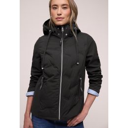 Street One Damen Outdoorjackeschwarz, Gr. 38, gemustert, Stoff, Obermaterial: 100% Polyester; Obermaterial 2: 100% Polyester; Futter: 100% Polyester;