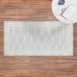 Bilderwelten Kork-Teppich Vintage pastell Korkmatte - Art Deco Federn Muster mit Bord&uuml;re - Geometrisch Wohnzimmer Schlafzimmer