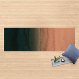 Bilderwelten Kork-Teppich Illustration blau Aquarell - Spiel der Farben Meeresrauschen - Deko Wohnzimmer Schlafzimmer