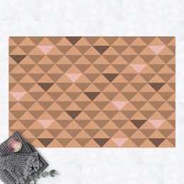 Bilderwelten Kork-Teppich Illustration grau Korkmatte - No.YK65 Dreiecke Grau Wei&szlig; Rosa - Geometrisch Kinderzimmer Baby M&auml;dchen Jungen