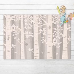Bilderwelten Kork-Teppich Unifarben grau Korkmatte - B&auml;ume im Wald Grau - Deko Kinderzimmer Baby M&auml;dchen Jungen