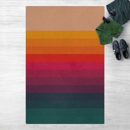 Bilderwelten Kork-Teppich Pop Art bunt Korkmatte - Retro Regenbogen Streifen - Regenbogen Wohnzimmer Schlafzimmer