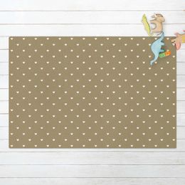 Bilderwelten Kork-Teppich Illustration blau Korkmatte - No.YK60 Wei&szlig;e Herzen auf Mint - Herz Kinderzimmer Baby M&auml;dchen Jungen