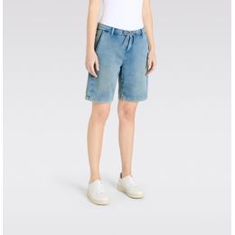 Shorts MAC "JOG&acute;N SHORT", Damen, Gr. 36, N-Gr, blau (stormy fancy blau), Web, Obermaterial: 74% Baumwolle, 24% Polyester, 2% Elasthan, unifarben, regular fit kniefrei, Hosen Shorts, Sommerhose im Four-Pocket Style
