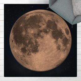 Kork-Teppich - Vollmond im Sternenhimmel - Motiv schwarz Spirituell Korkmatte Himmel Wohnzimmer Schlafzimmer