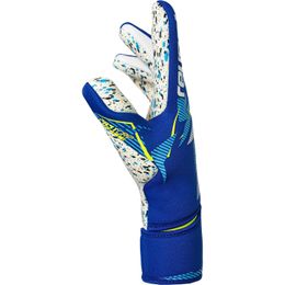 Reusch Kinder Torwarthandschuhe "Fastgrip Fusion Junior", blau, Gr. 4, 57% Latex, 35% Polyester, 6% Lederimitat, 2% Polyamid, Handschuhe, mit starkem