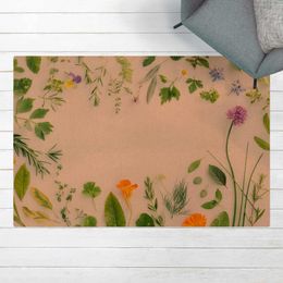 Bilderwelten Kork-Teppich Motiv gr&uuml;n Blumen Korkmatte - Kr&auml;uter und Bl&uuml;ten - Gew&uuml;rze & Kr&auml;uter K&uuml;che