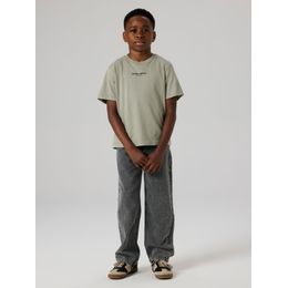 name it Jungen T-Shirt "NKMBRODY SS NREG TOP NOOS", beige, Gr. 134, bedruckt, unifarben, Jersey, Obermaterial: 100% Baumwolle, Shirts, mit dezentem