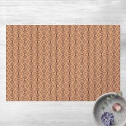 Bilderwelten Kork-Teppich Vintage schwarz Korkmatte - Art Deco Diamant Muster in Schwarz XXL - Geometrisch Wohnzimmer Schlafzimmer