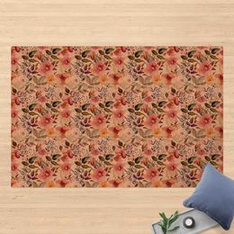 Bilderwelten Kork-Teppich Illustration bunt Aquarell - Bunter Blumenmix mit Aquarell - Deko Wohnzimmer Schlafzimmer