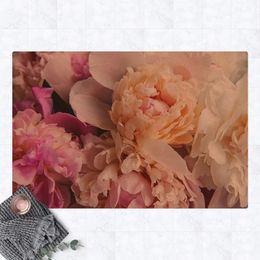 Bilderwelten Kork-Teppich Landhaus pastell Blumen Korkmatte - Bl&uuml;hende Pfingstrosen - Rose Wohnzimmer Schlafzimmer