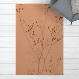 Bilderwelten Kork-Teppich Tropisch beige Korkmatte - Zarte Knospen am Wildblumenzweig - Gr&auml;ser Wohnzimmer Schlafzimmer