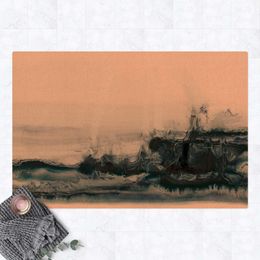 Bilderwelten Kork-Teppich Abstrakt petrol originell Korkmatte - Meeresstr&ouml;mung I - Deko Wohnzimmer Schlafzimmer