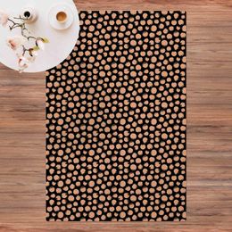 Bilderwelten Kork-Teppich Illustration schwarz weiss Aquarell - Tusche Polkadots auf Schwarz - Punkte Wohnzimmer Schlafzimmer