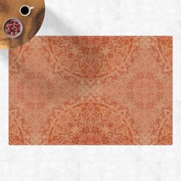 Bilderwelten Kork-Teppich modern orange Spirituell Aquarell - Mandala Aquarell Ornament orange - Ornamente Wohnzimmer Schlafzimmer