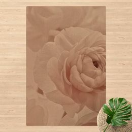 Bilderwelten Kork-Teppich Motiv rosa Korkmatte - Wei&szlig;e Bl&uuml;te im Bl&uuml;tenmeer - Rose Wohnzimmer Schlafzimmer