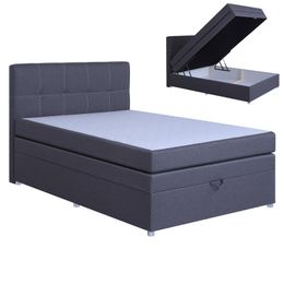 Roller Boxspringbett - dunkelgrau - mit Bettkasten - H3 - 140x200 cm
