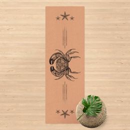 Kork-Teppich - Nautik Krabbe mit Seesternen - Illustration schwarz Tiere Korkmatte Deko Wohnzimmer Schlafzimmer